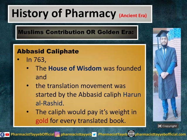 History of Pharmacy |L 3| Muslim's Contribution| Golden Era| Pharmacist ...