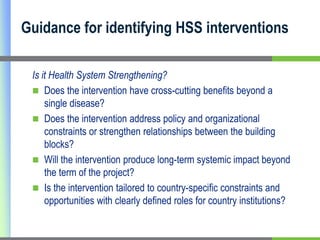 Strengthening Health Systems: Moving beyond Supporting the Health System | PPTX