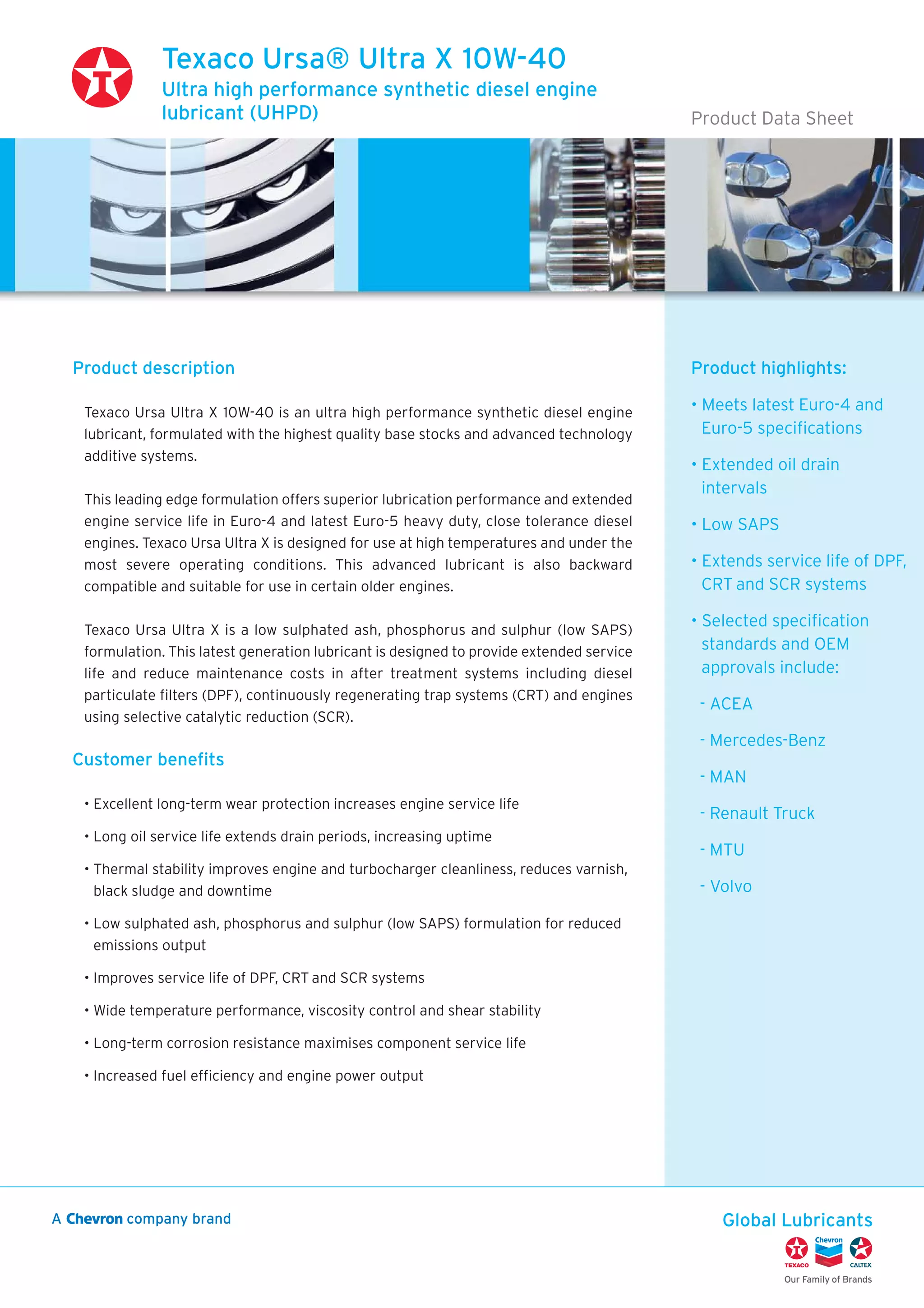 Texaco Ursa Ultra X 10W40 | PDF