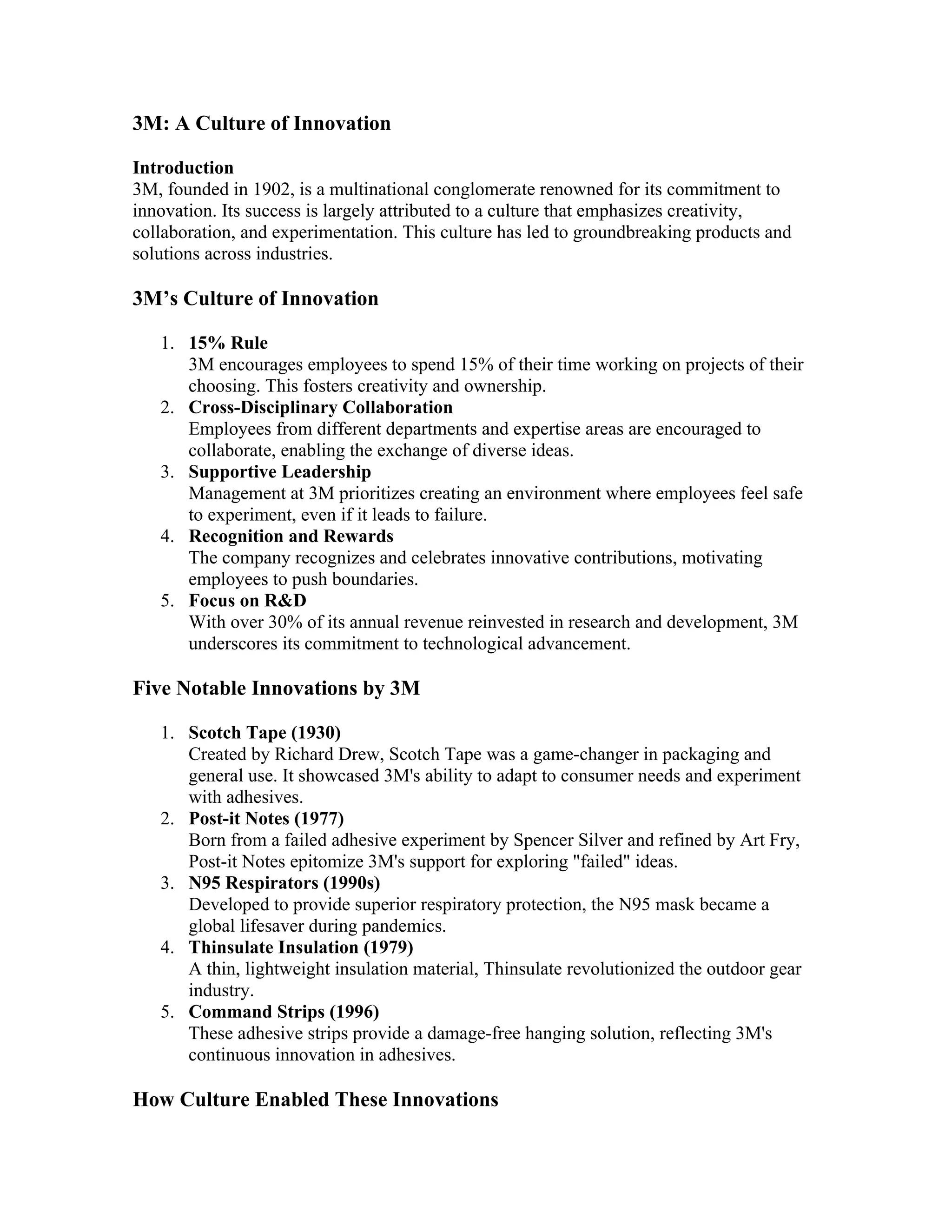 Innovation Culture in 3M: Learnings and Insights | PDF