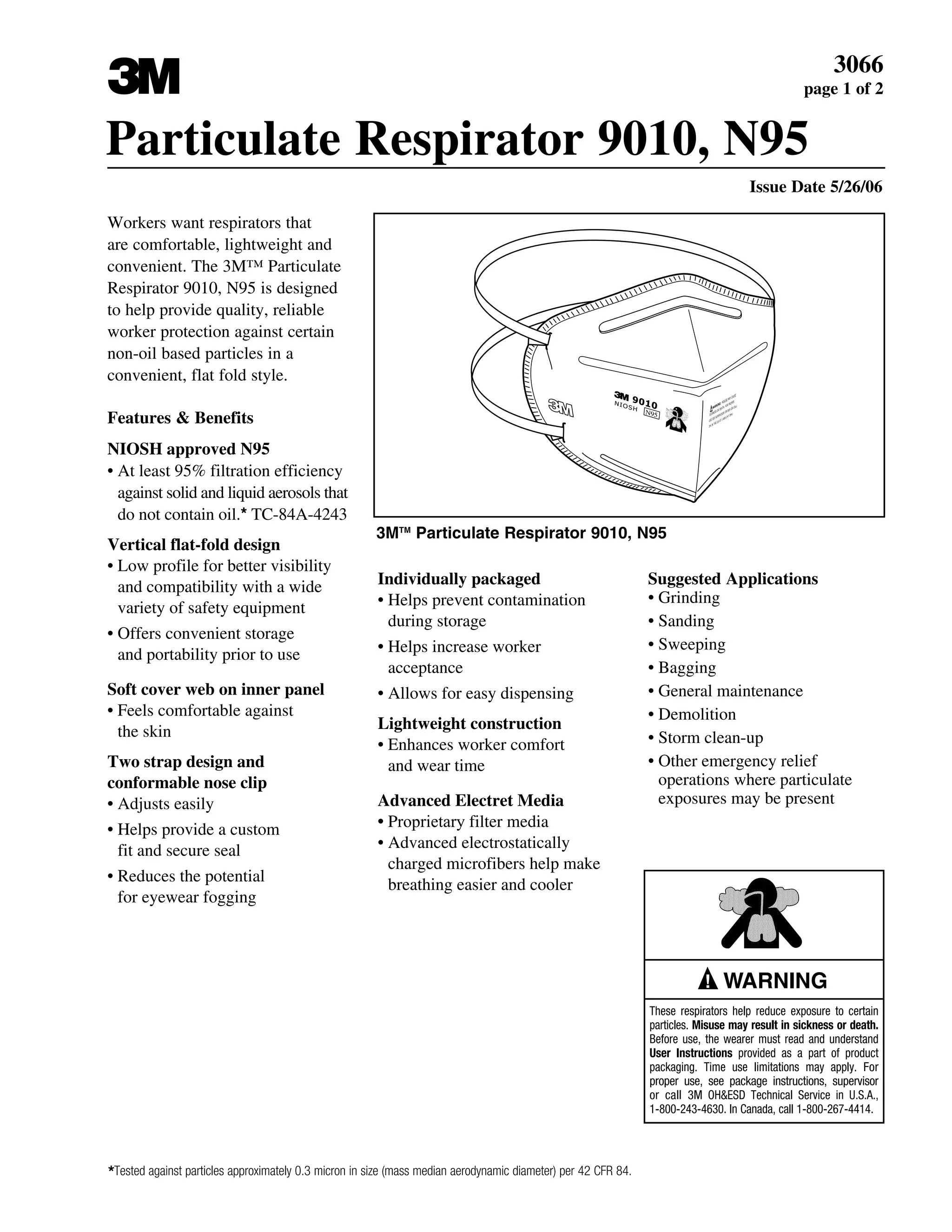 3 m 9010 particulate respirator, n95 | PDF