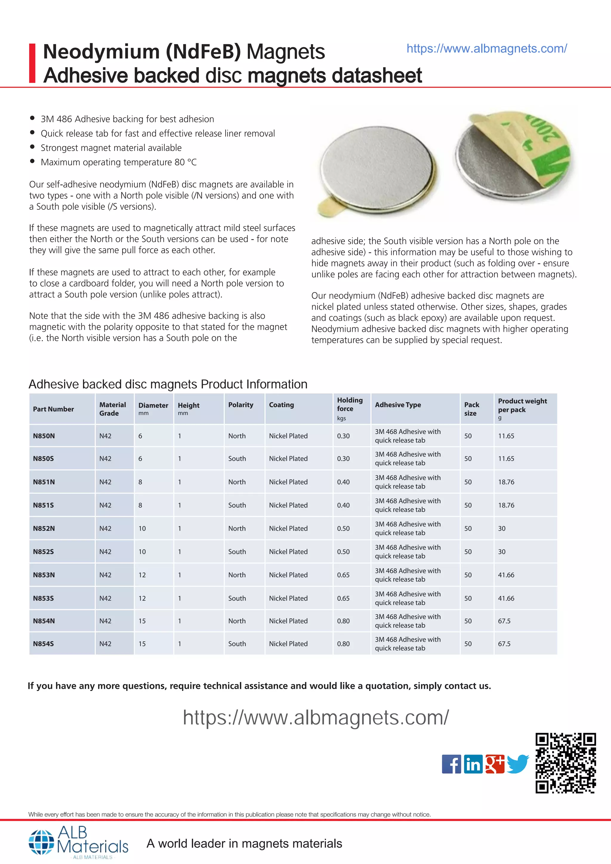 3m adhesive backed rare earth neodymium ndfeb disc magnets | PDF