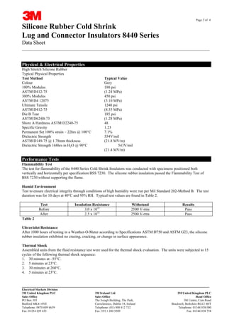 3M Silicone Cold Shrink Tubes Technical Data Sheet | PDF