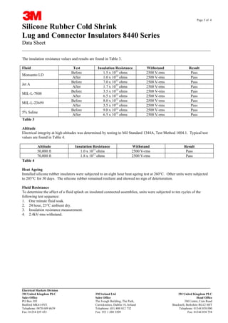 3M Silicone Cold Shrink Tubes Technical Data Sheet | PDF