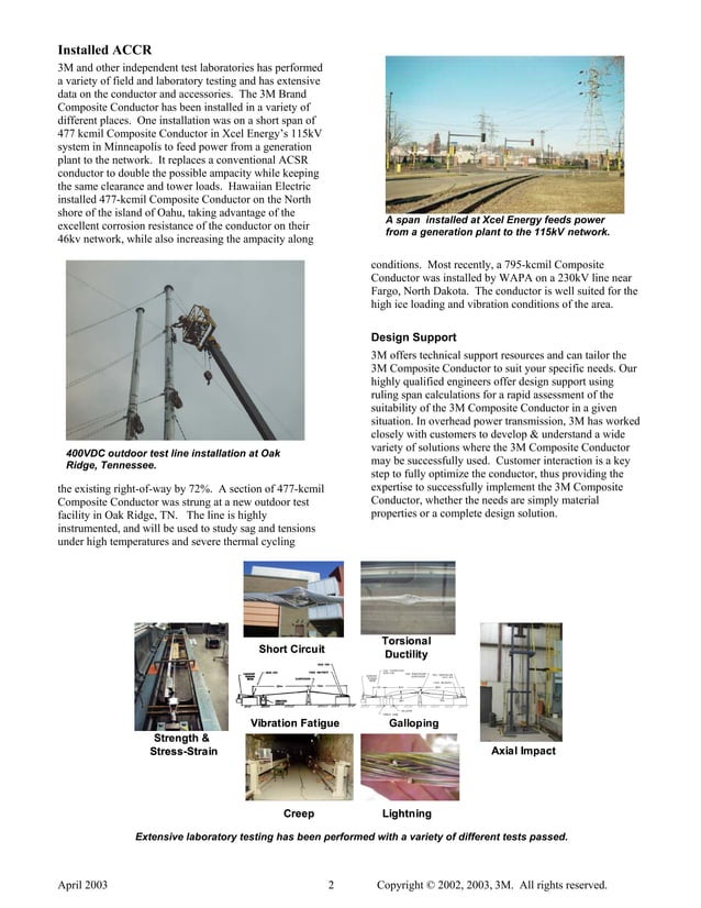 3M ACCR (Aluminum Conductor Composite Reinforced) - Overheadline ...