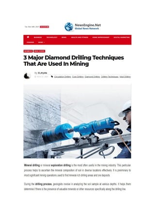 3 major diamond drilling techniques that are used in mining | PDF