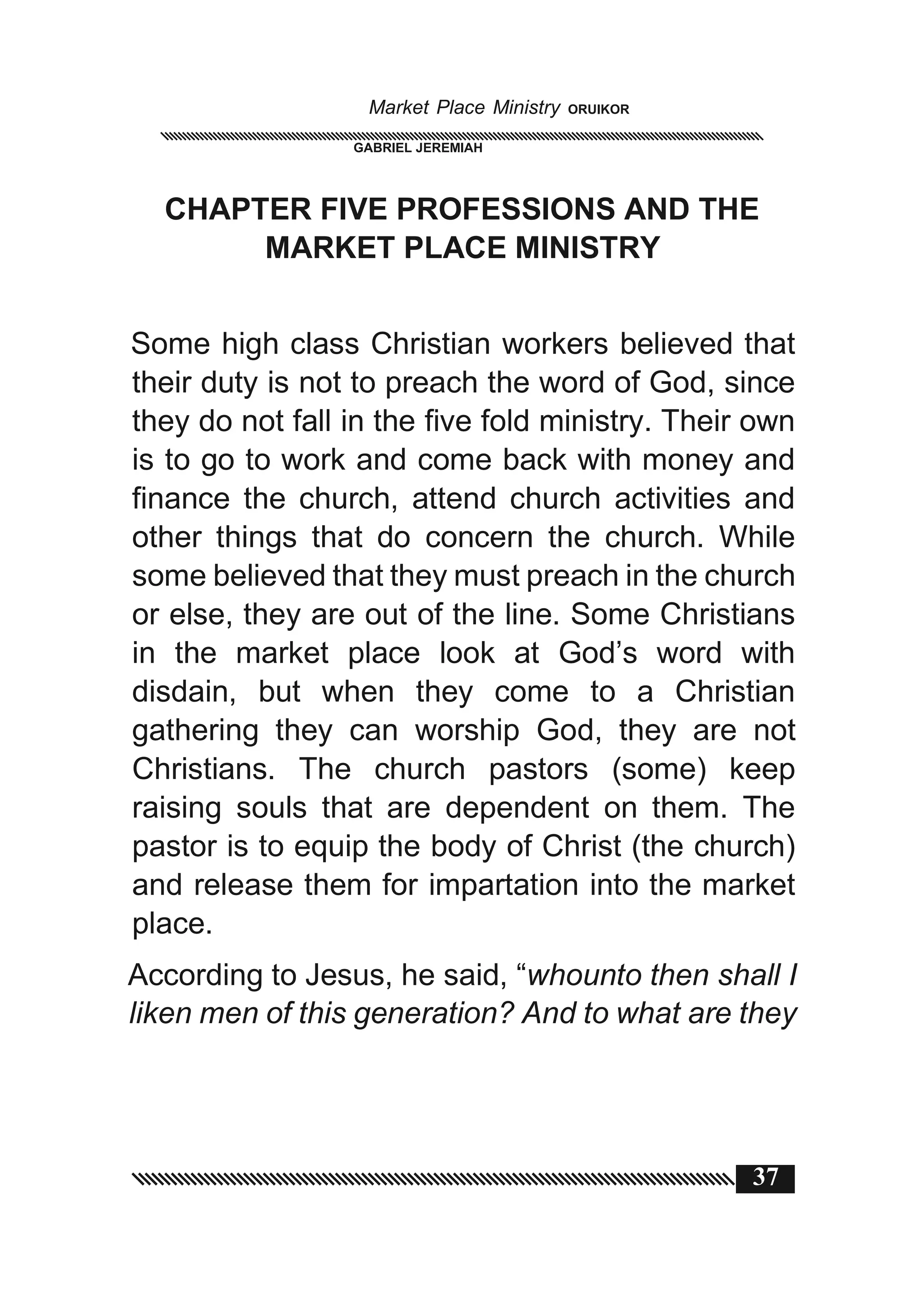 MARKET PLACE MINISTRY | PDF