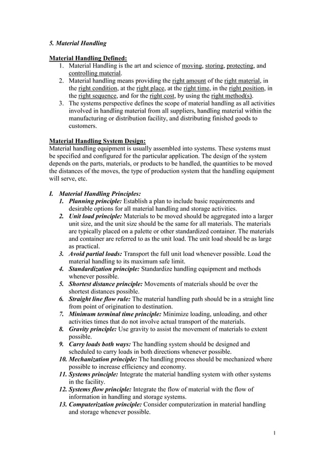 3_Material Handling_Plan, set up , and control | PPT