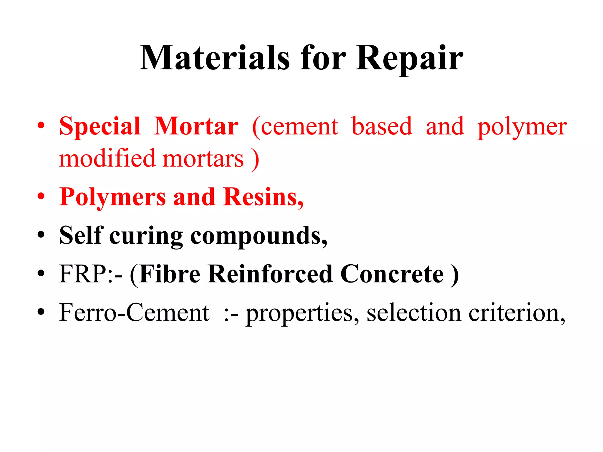 Materials for Repair (part 1) (RR&S) | PPTX