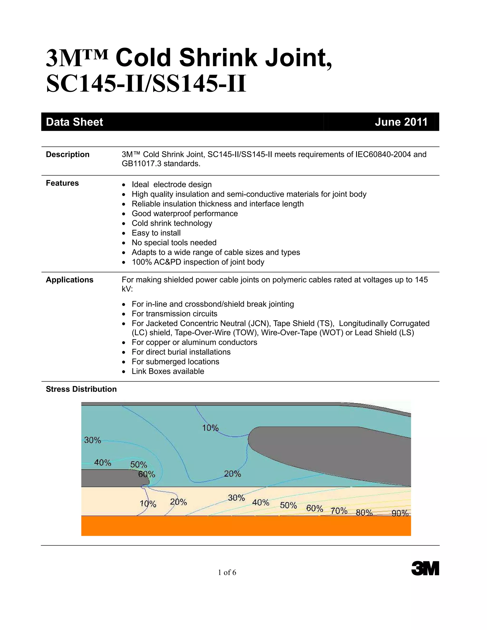 3M Cold Shrink Joint 145 kV Inline (Straight Through) SS145-II | PDF