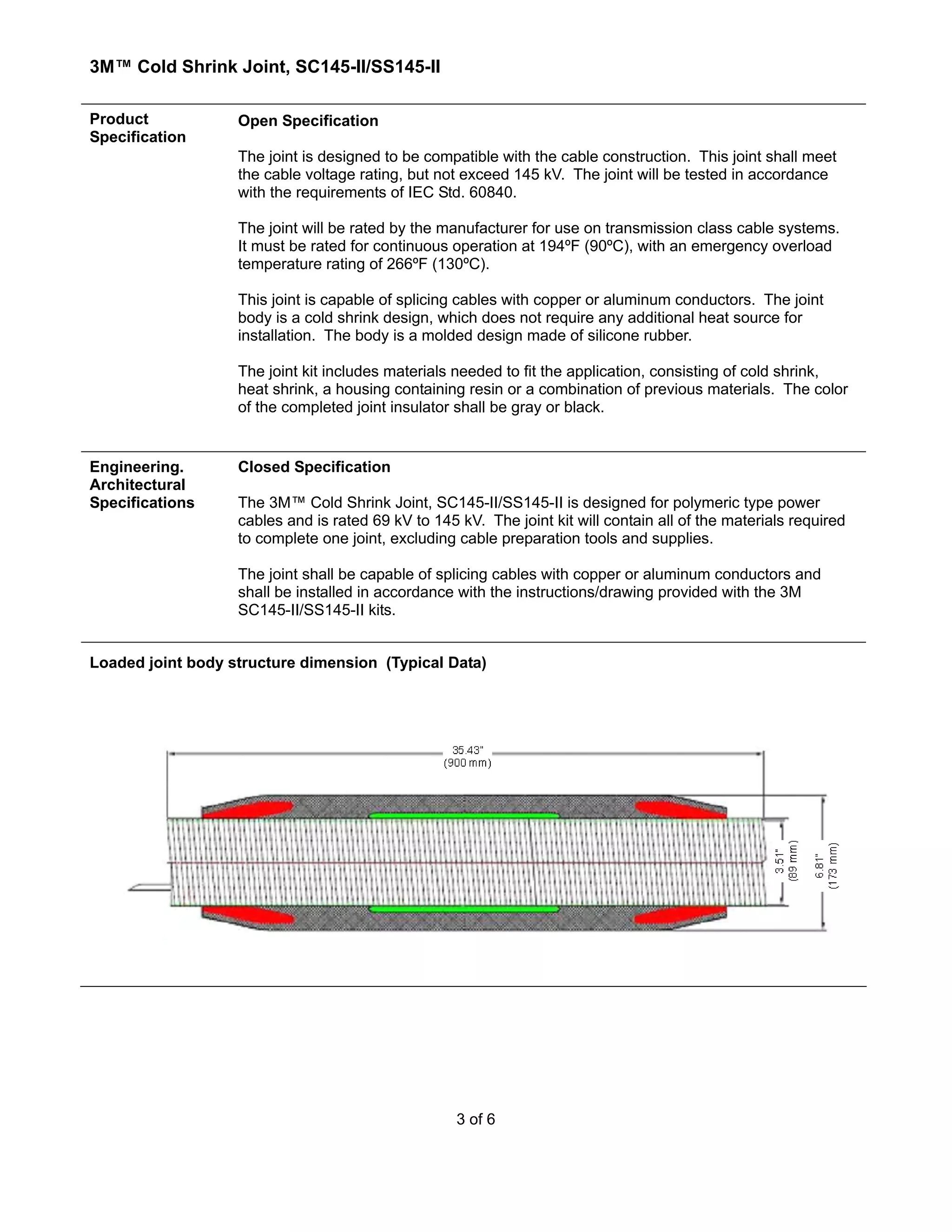 3M Cold Shrink Joint 145 kV Inline (Straight Through) SS145-II | PDF