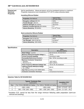 3M Cold Shrink Joint 145 kV Inline (Straight Through) SS145-II | PDF