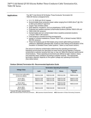 3M Cold Shrink QT-III Silicone Rubber Outdoor Cable Terminations 7600S ...
