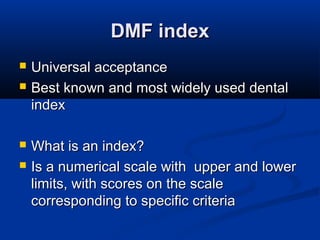 Measuring Dental Caries | PPT