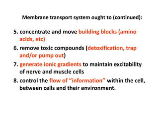 Membrane structure and transport for medical school | PPTX