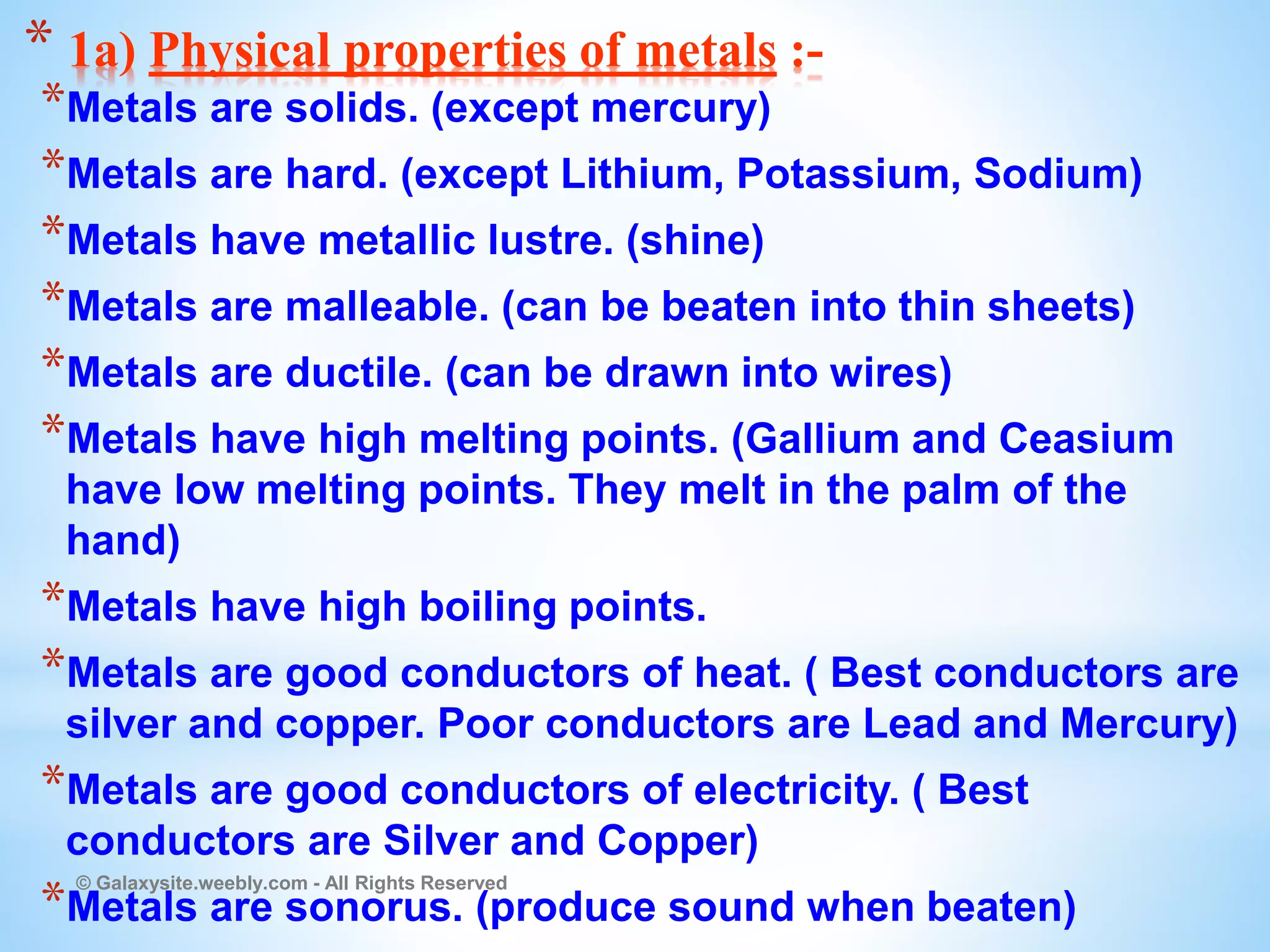 METALS AND NON-METALS (CLASS-8,9) | PPTX