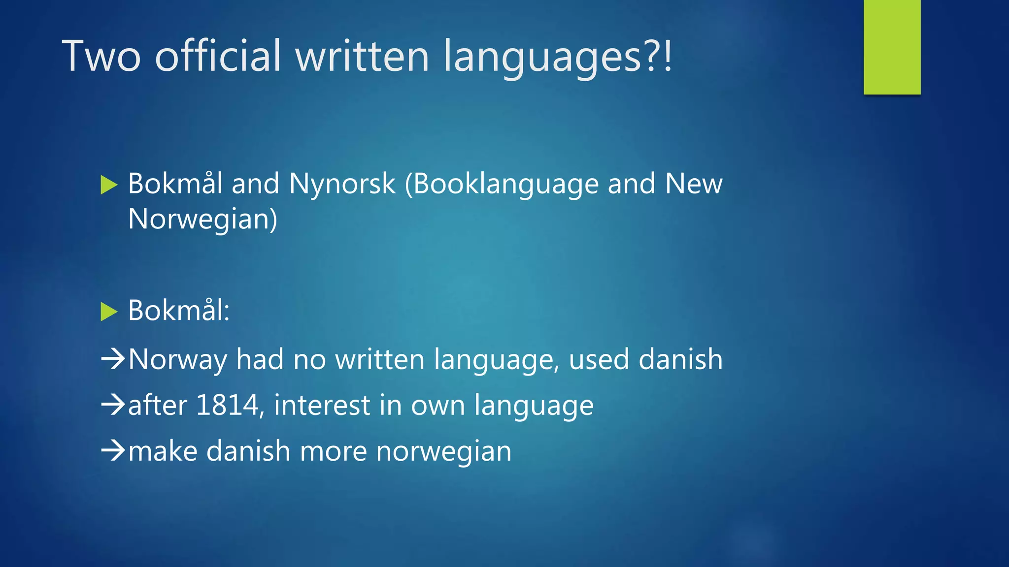 Svenja's 3 Minute Presentation about Norwegian Dialects | PPT