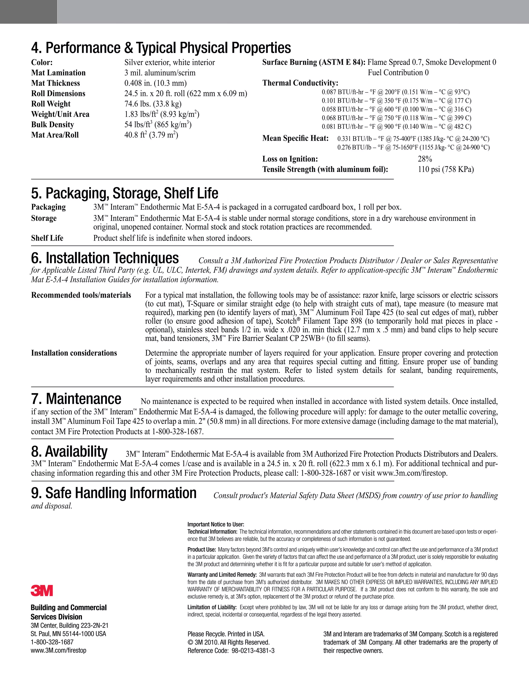 3M Interam Endothermic Mat E-5A-4 | PDF