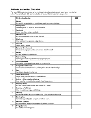 3 minute motivation checklist | PDF