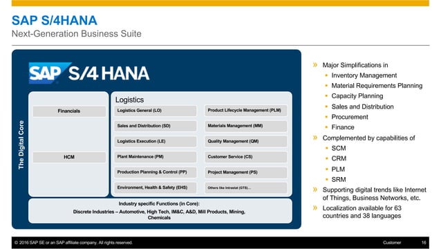 SAP S4HANA Supply Chain and Logistics 2016 | PDF