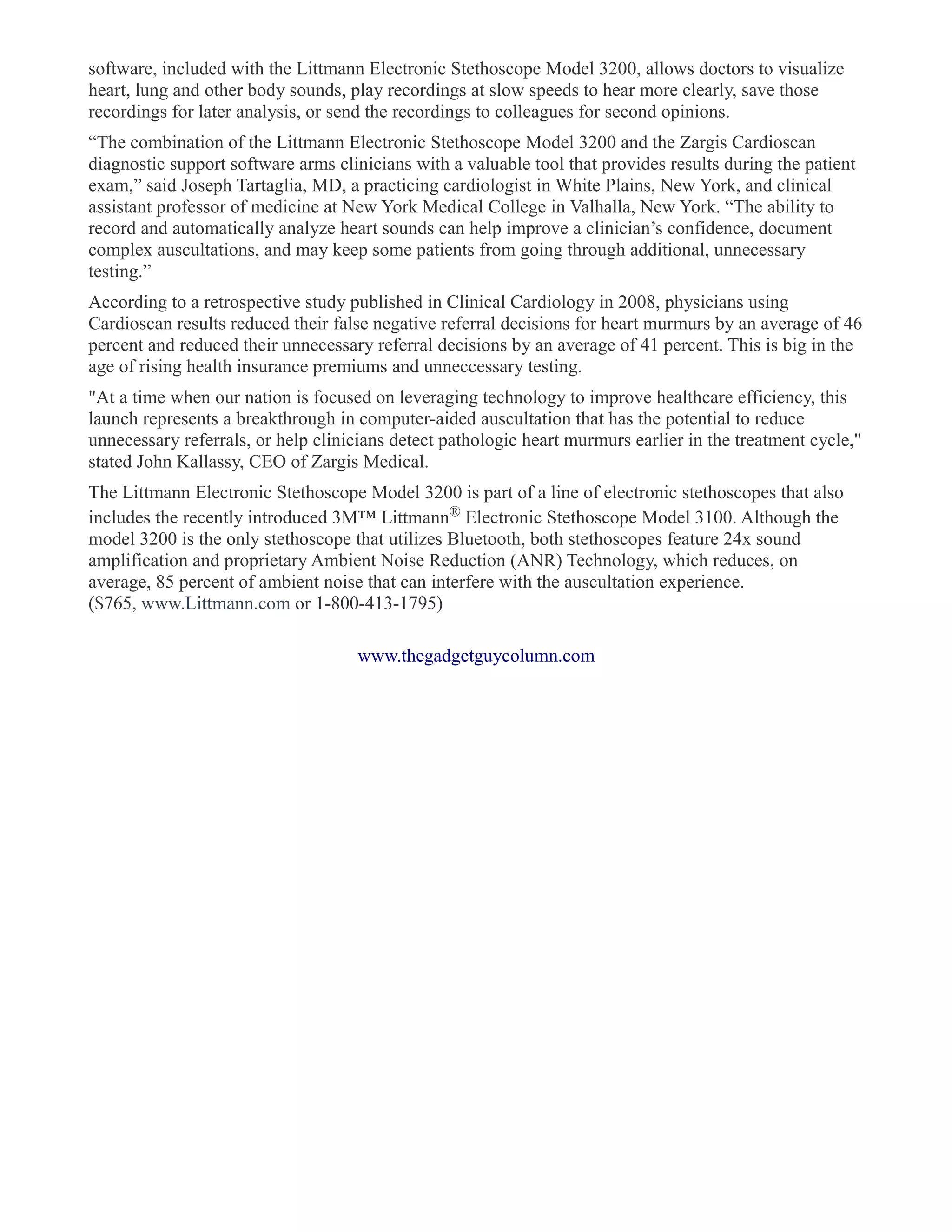 3M Littmann Electronic Stethoscope, Model 3200- David Novak (The Gadget ...