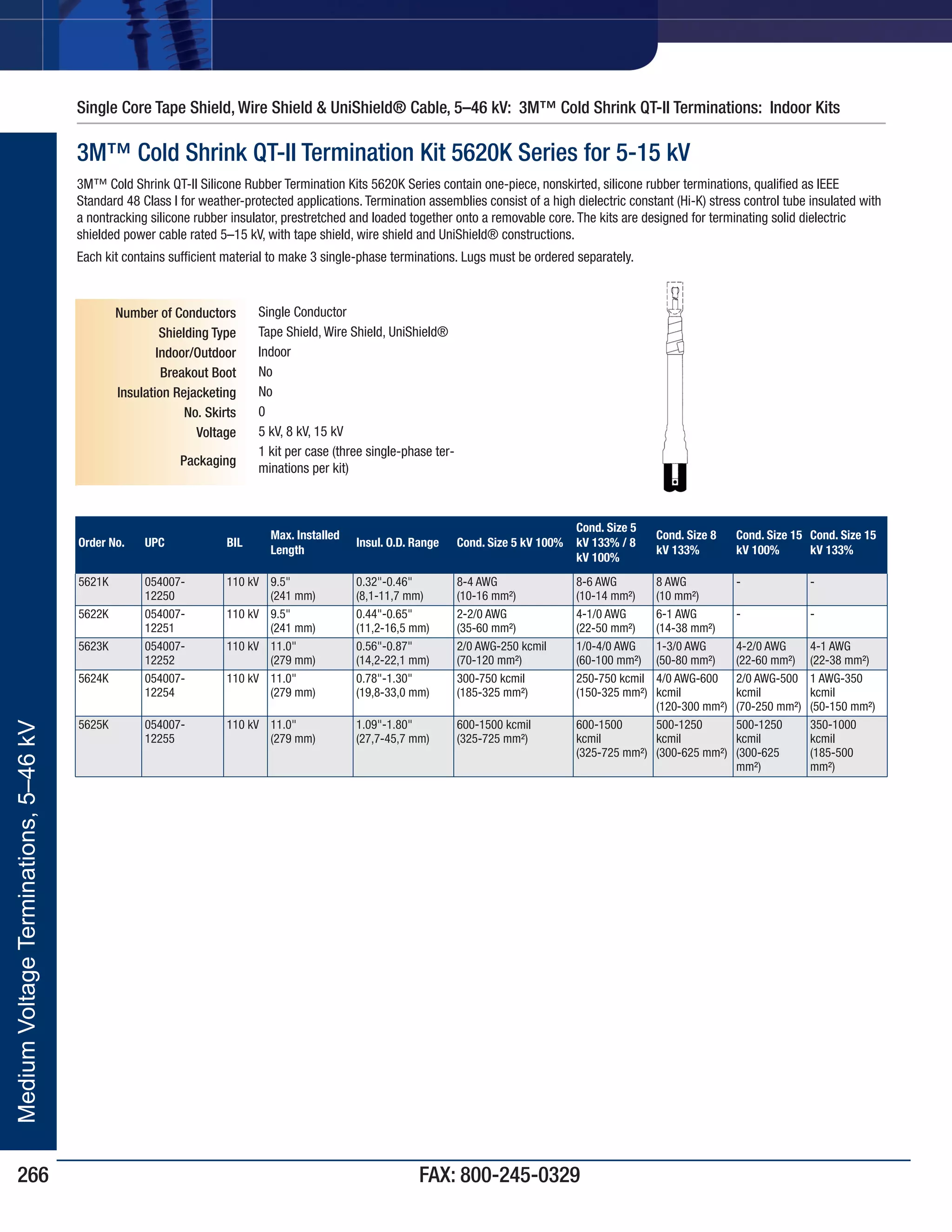 3M Medium Voltage Cable Terminations, 5kV–46kV, 2013 Electrical Product Catalogue | PDF