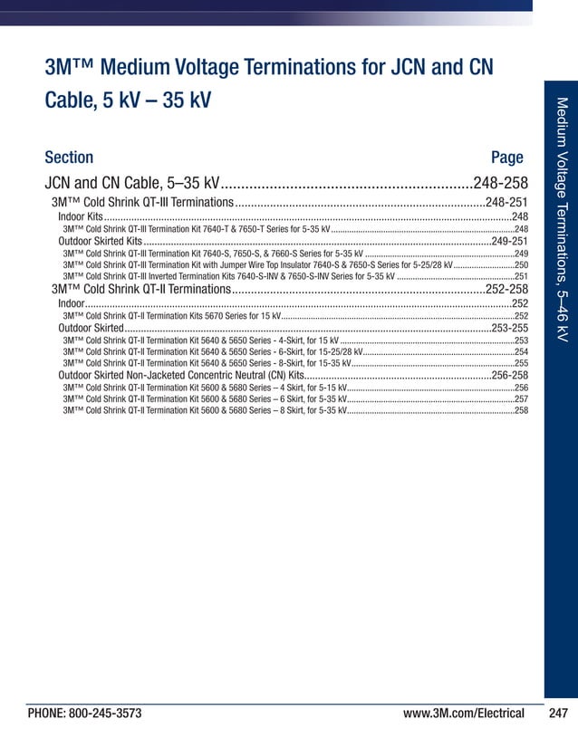 3M Medium Voltage Cable Terminations, 5kV–46kV, 2013 Electrical Product ...