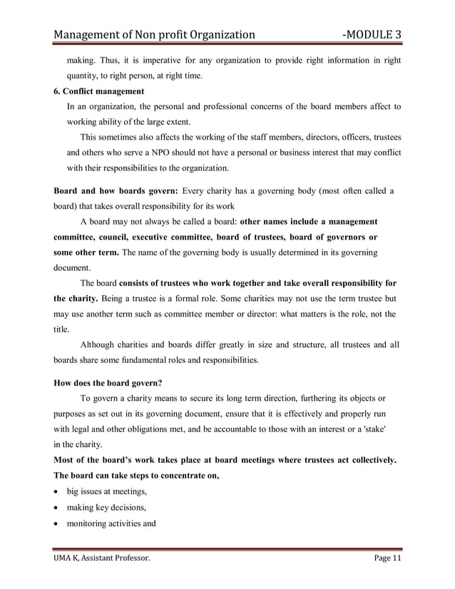 Management of non profit organisation module 3 | PDF