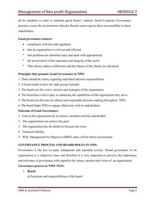 Management of non profit organisation module 3 | PDF
