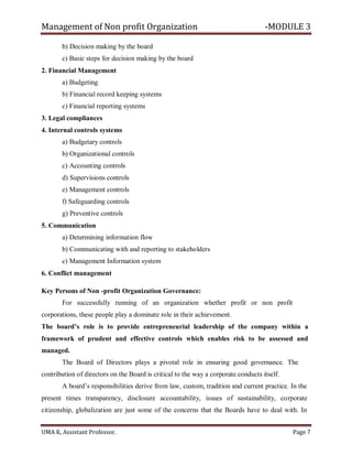 Management of non profit organisation module 3 | PDF