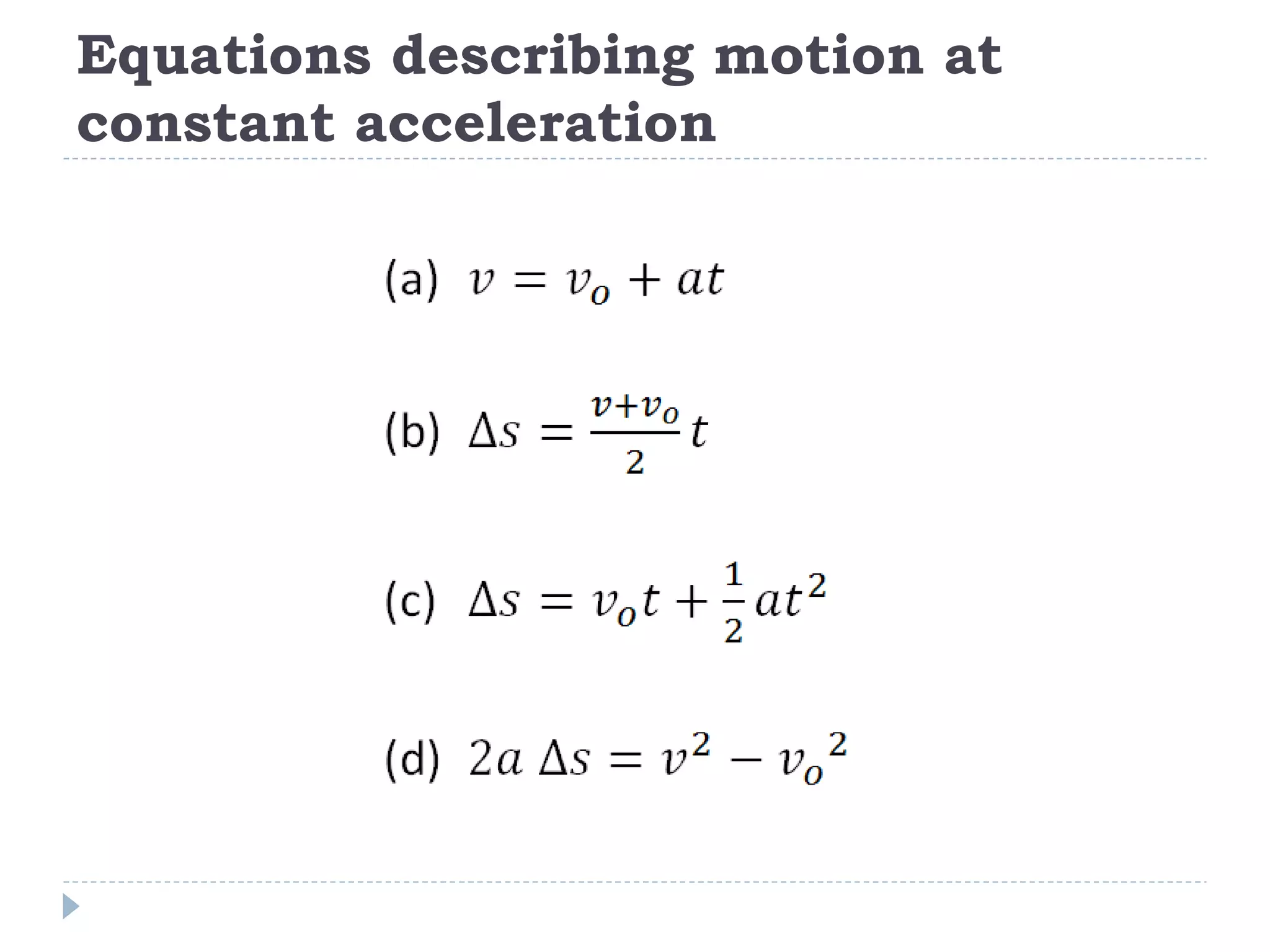 (3) motion at constant acceleration | PPT