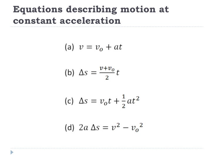 (3) motion at constant acceleration