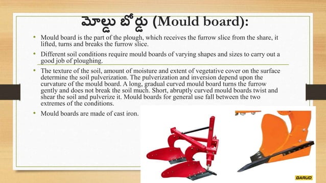 Mould board plough | PPTX | Agriculture | Industries