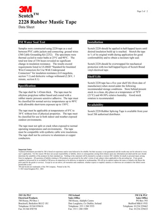3M Scotch 2228 Rubber Mastic Tape - Data Sheet | PDF