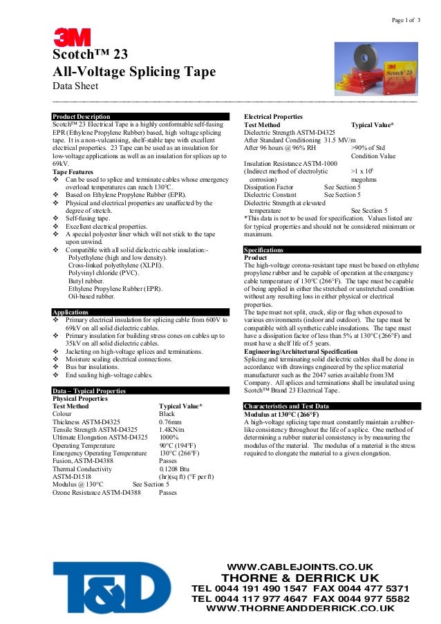 3M Scotch 23 Tape - 3M Scotch Self-Amalgamating Rubber EPR Tapes