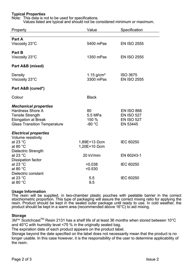 3M Scotchcast Resin - 2131 Flame Retardant & Flexible Resin | PDF
