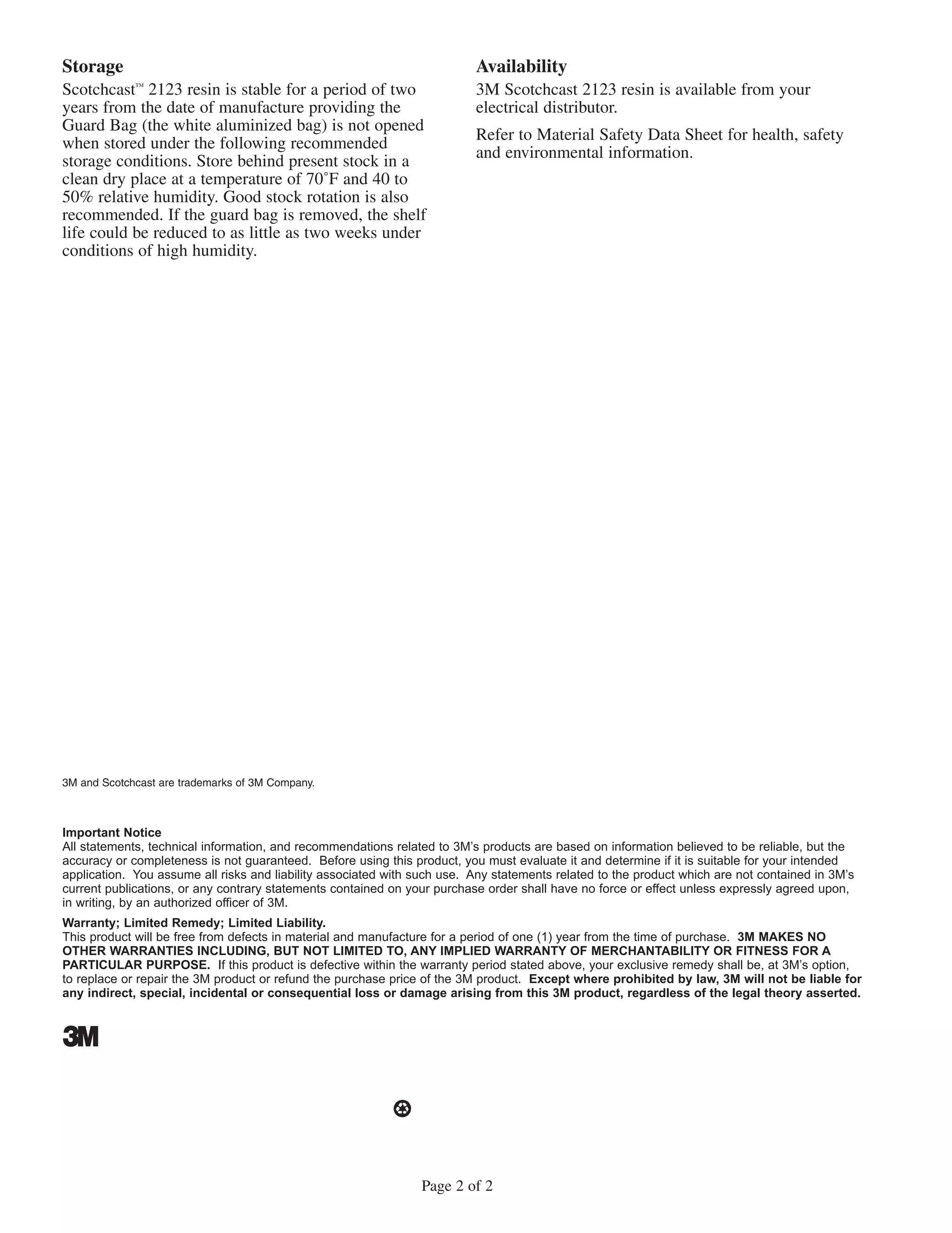 3M Scotchcast Resin - No. 2123 Re-enterable Electrical Insulating Resin ...