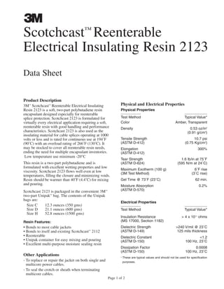 3M Scotchcast Resin - No. 2123 Re-enterable Electrical Insulating Resin ...