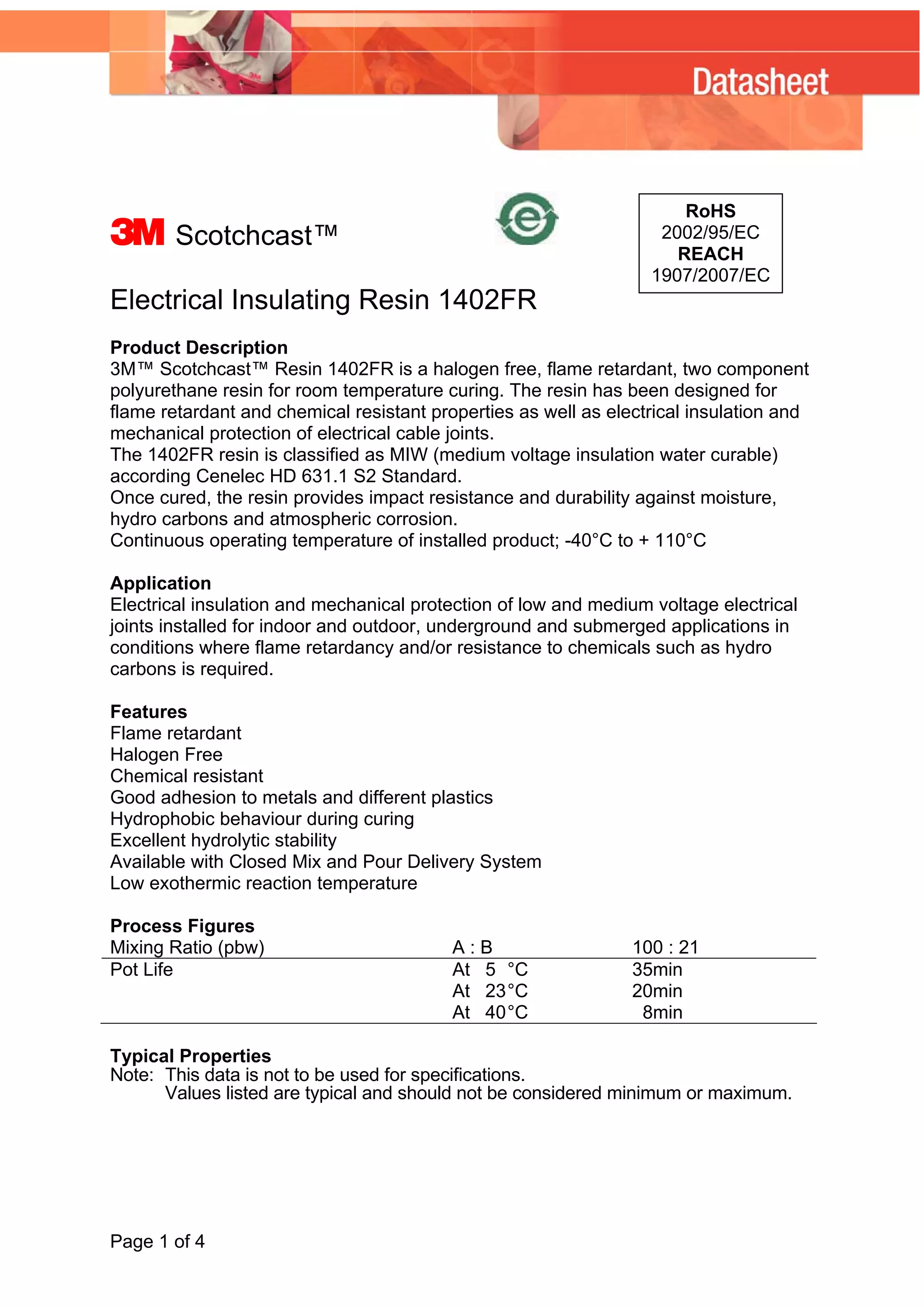 3M Scotchcast Resin (1402FR) - Hazardous Area Hydro Carbon Resistant ...