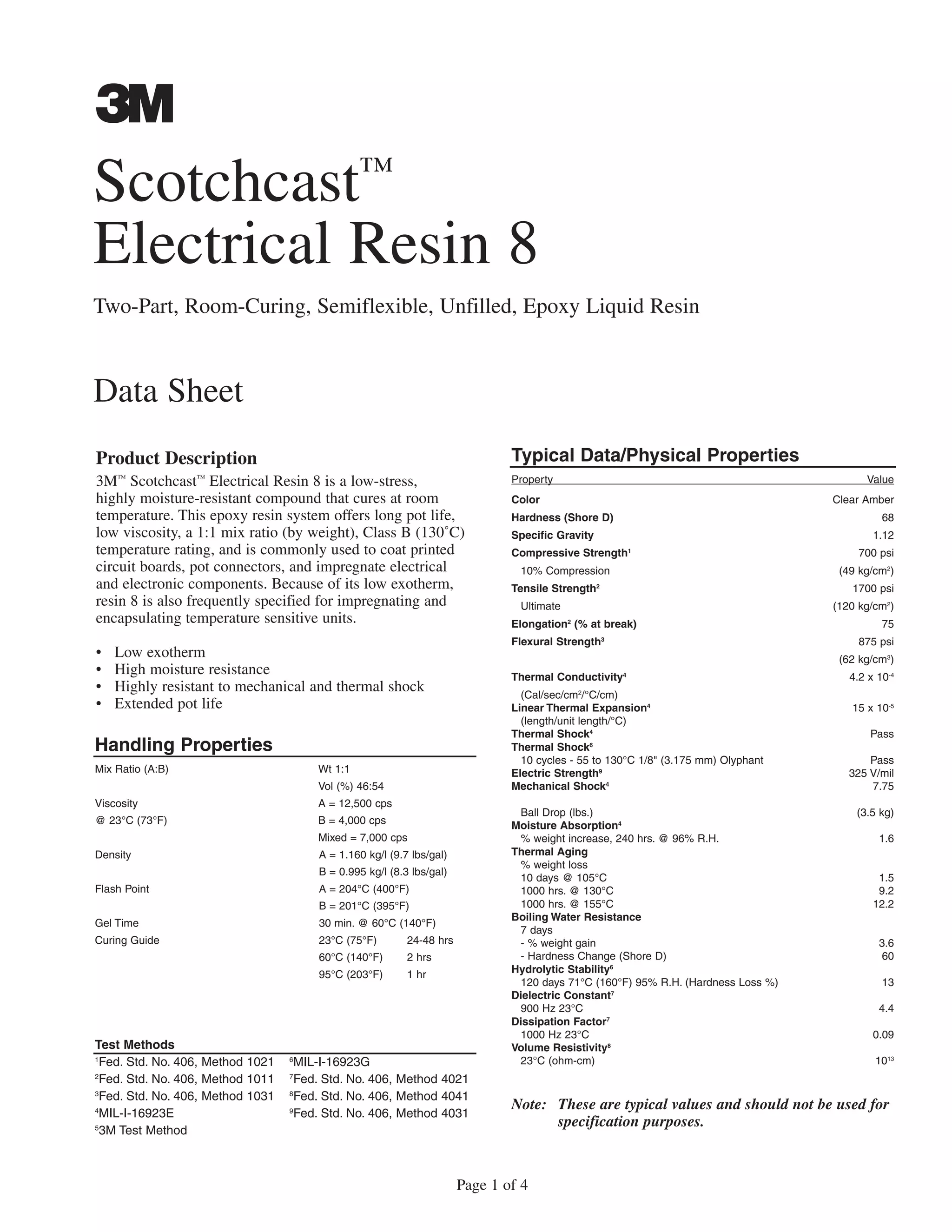 3M Scotchcast Resin, Epoxy Resin 8 | PDF
