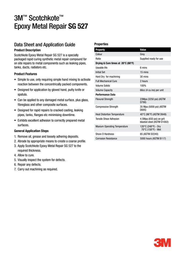 3M Scotchcast Resins - 3M Scotchkote SG527 Epoxy Metal Repair | PDF | Jewelry Making | Arts and ...