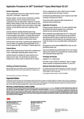 3M Scotchcast Resins - 3M Scotchkote SG527 Epoxy Metal Repair | PDF