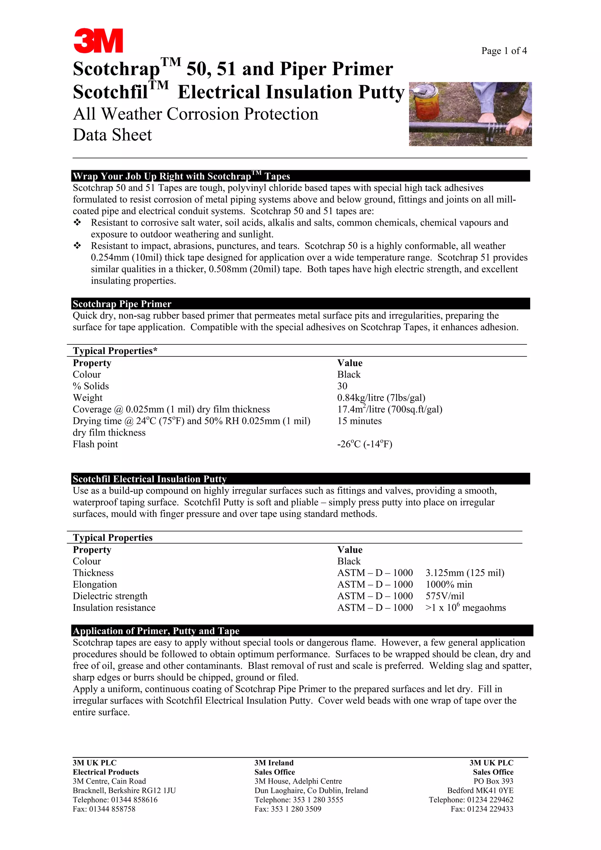 3M Scotchrap 51 Corrosion Protection Tape - 3M Scotch Electrical Tapes ...