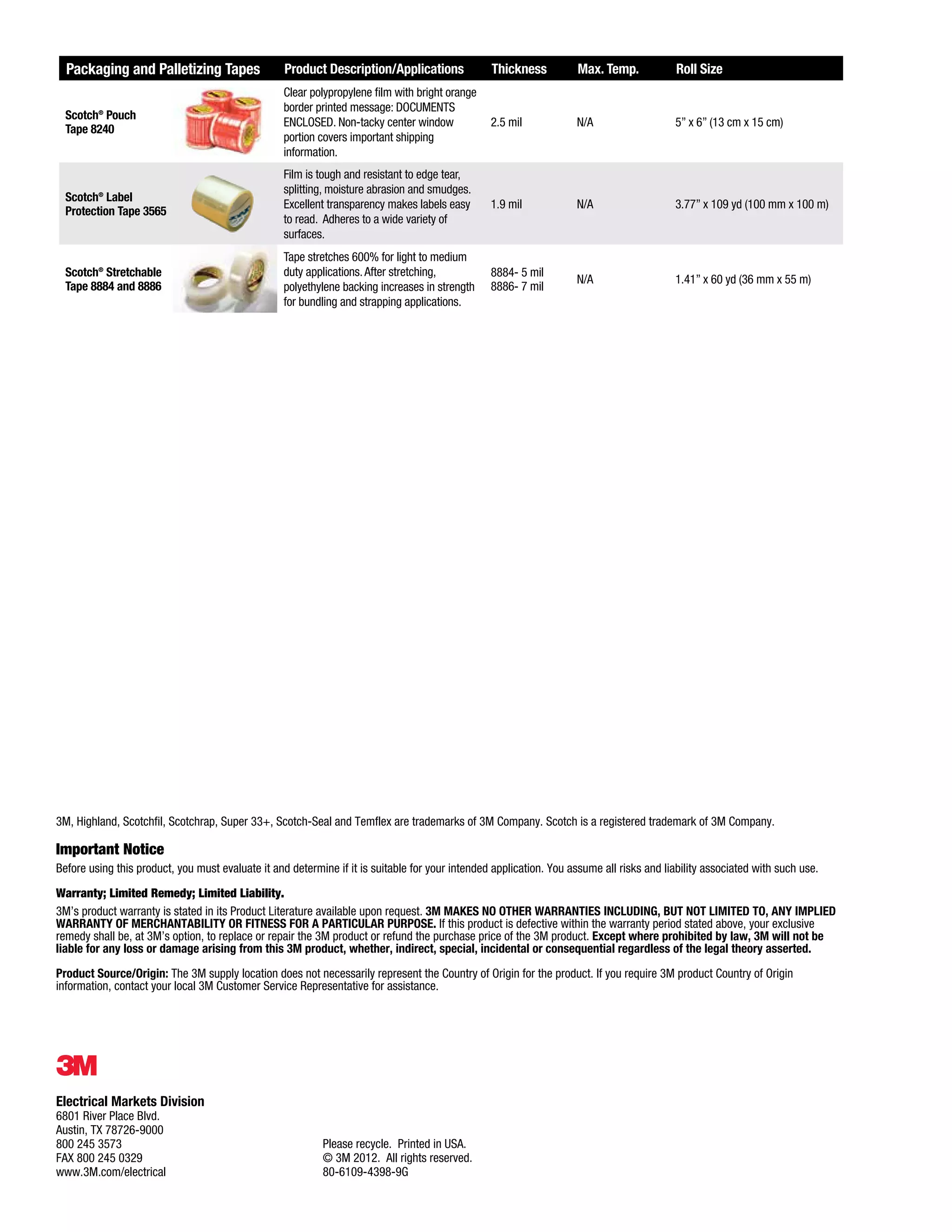 3m Sealing And Insulating Tape Range | PDF