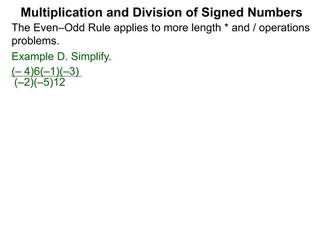 3 multiplication and division of signed numbers 125s | PPT