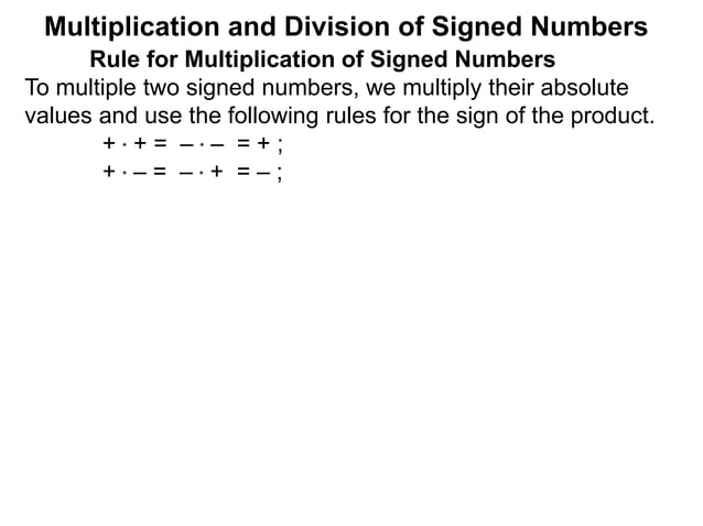 3 multiplication and division of signed numbers 125s | PPT