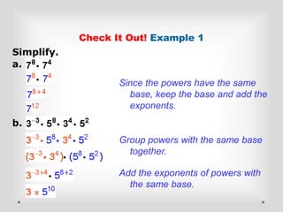 Multiplication Properties of Exponents | PPT