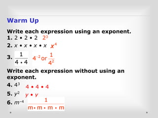 Multiplication Properties of Exponents | PPT