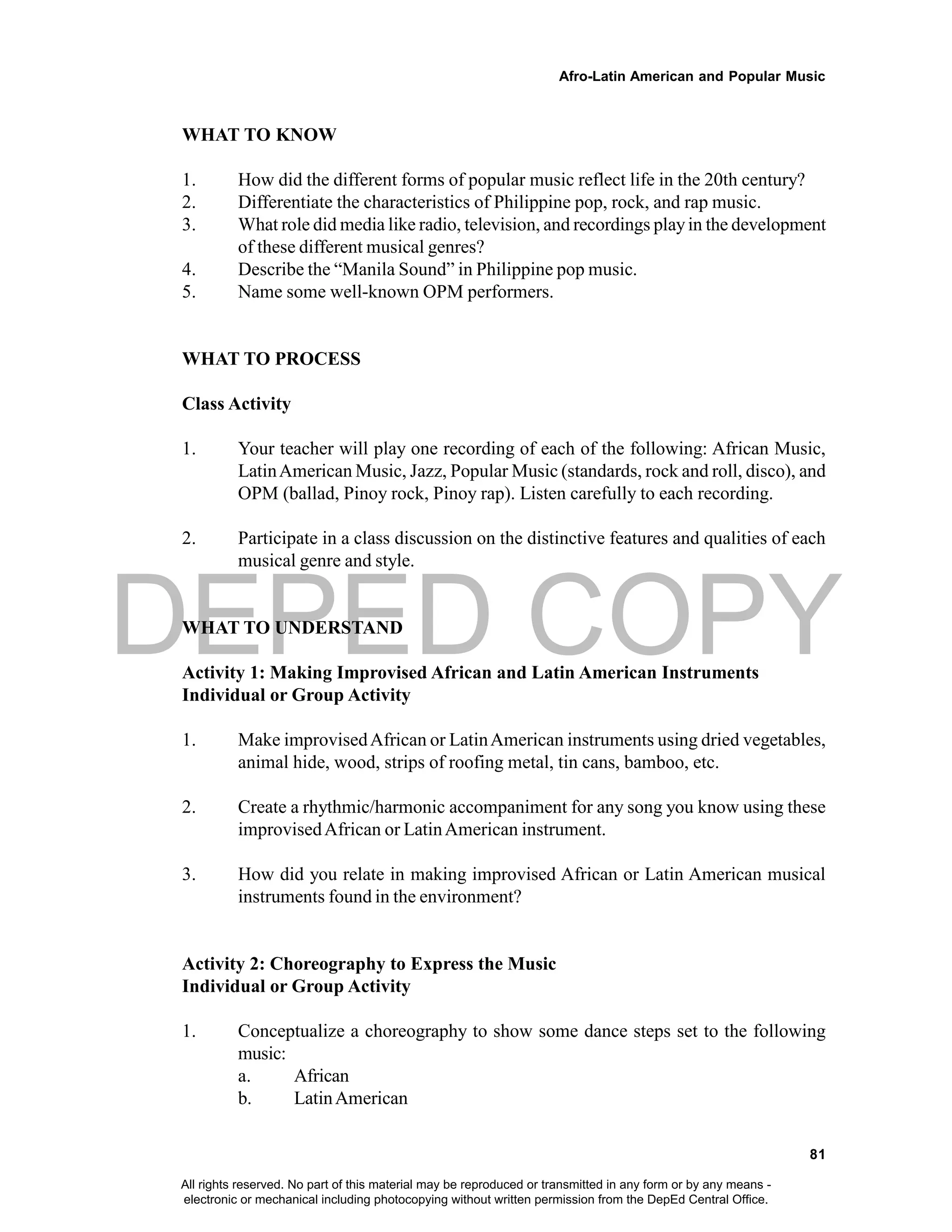 music grade 10 2nd quarter | PDF