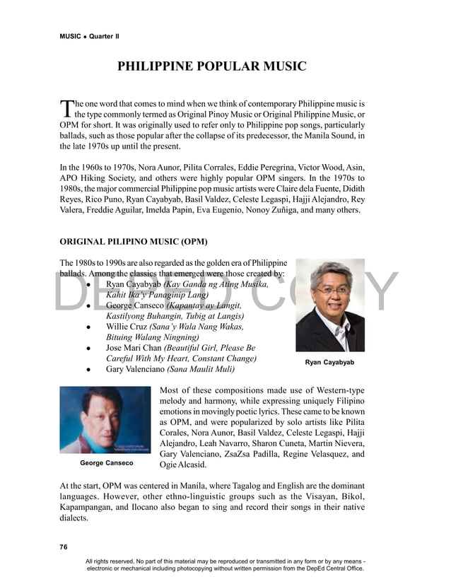 music grade 10 2nd quarter